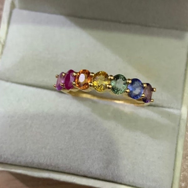 Rainbow Eternity Ring - Etsy