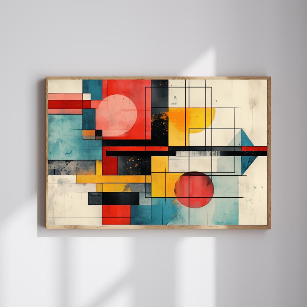 Abstract Geometric 3D Structures Primary Colors Digital Painting ...