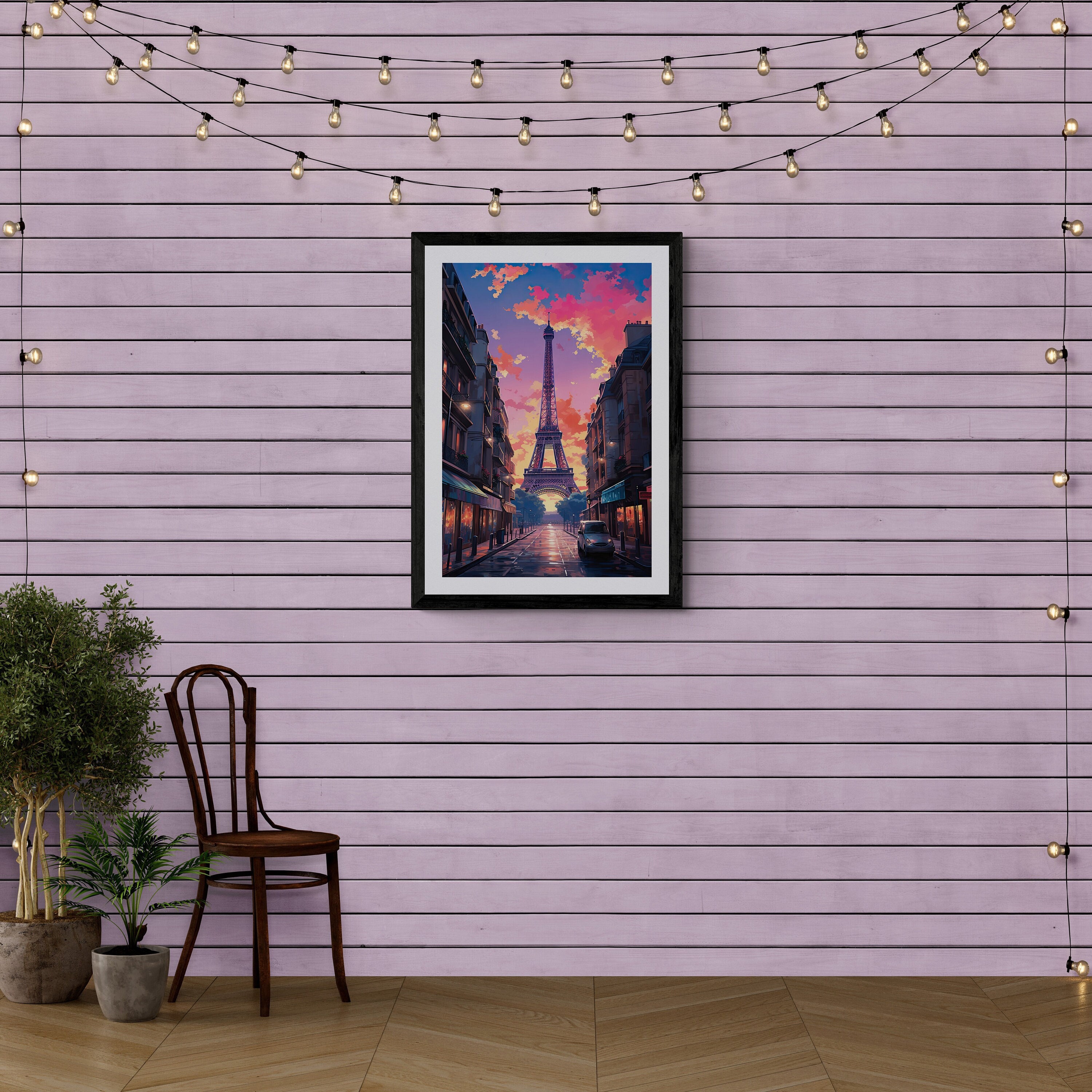 Parisian Dream Eiffel Tower Street Scene With Parked Cars - Etsy