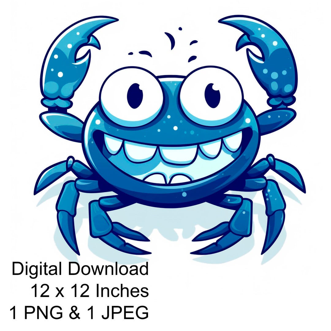 Blue Crab PNG, JPG Clipart Digital Download, Coastal Theme, Nautical ...