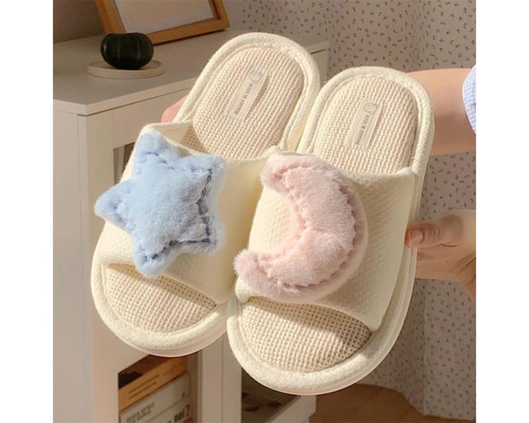 Women's Soft Cute Star and Moon Slippers comfortable - Etsy