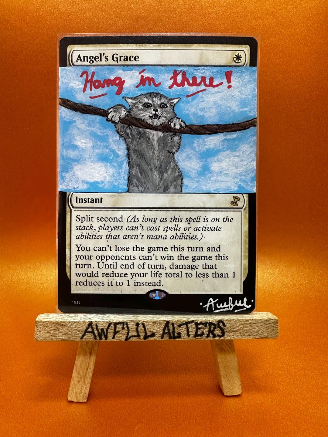 MTG Card Angel's Grace Hand Painted Alter Art Hang in There - Etsy