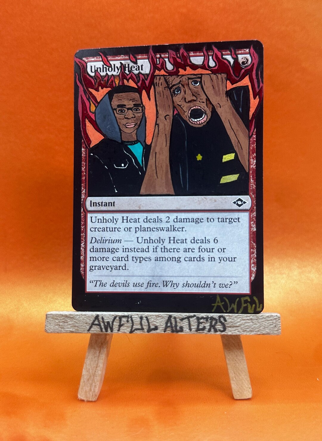 MTG Magic the Gathering Card Unholy Heat Hand Painted Alter Art - Etsy