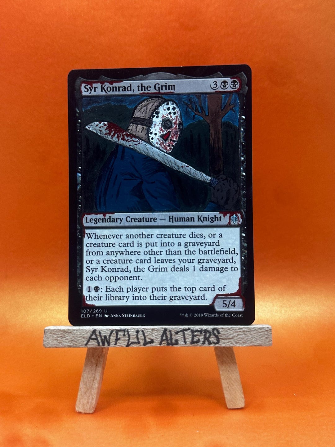 MTG Card Syr Konrad, the Grim Hand Painted Alter Art as Jason - Etsy