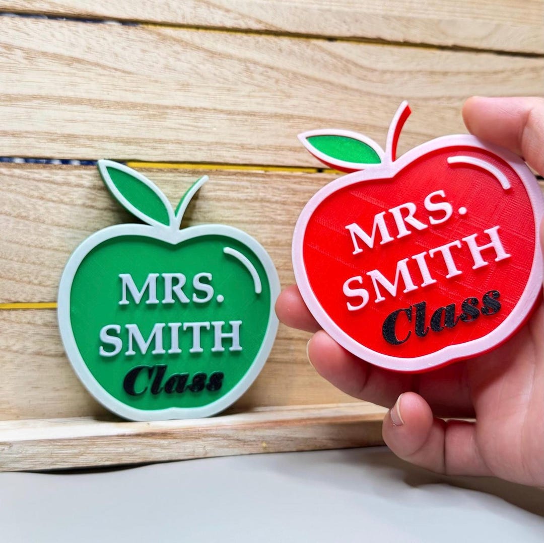 Personalized Teacher Name Plate, 3D Apple Shaped Name Plate, 3D Printed ...