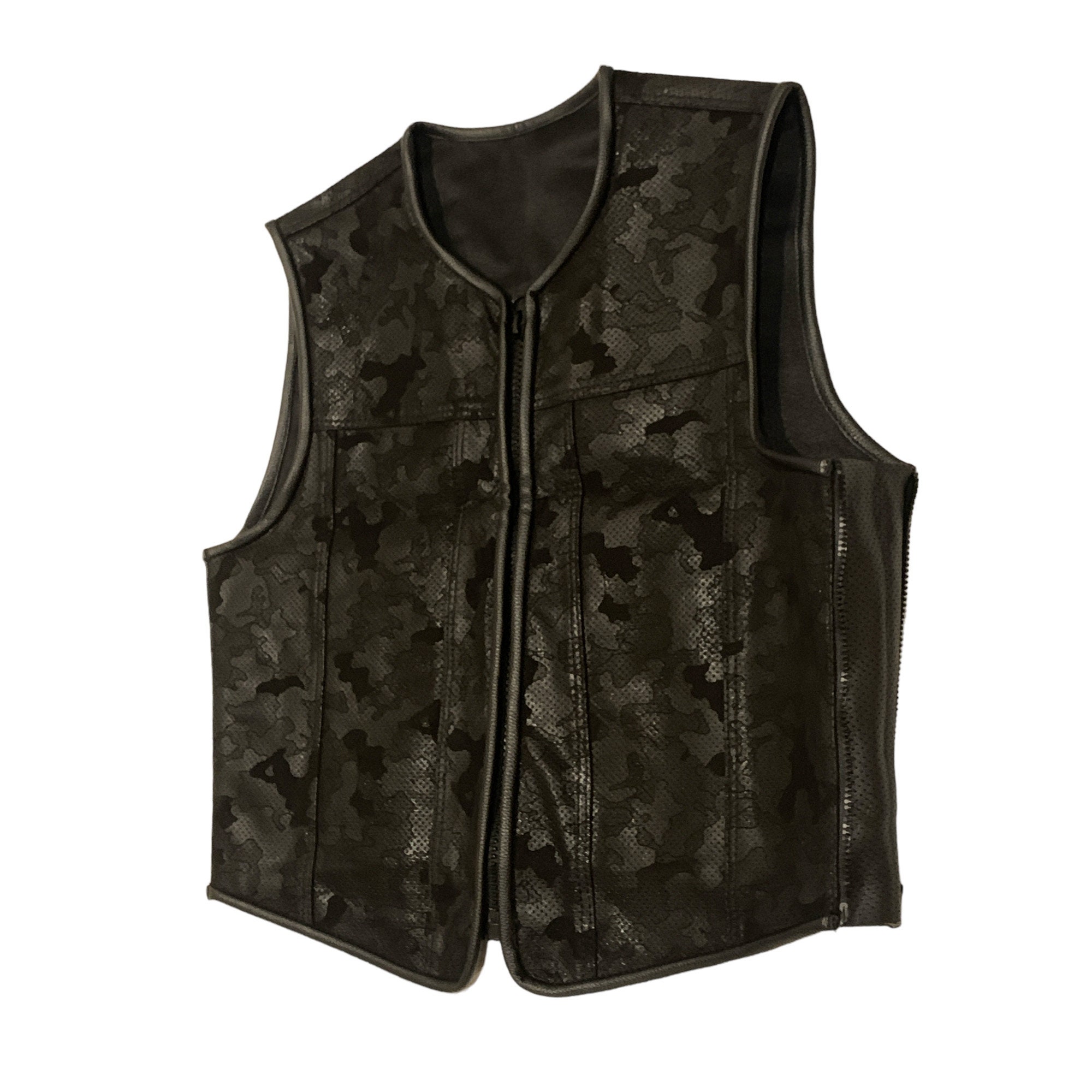 Black Camo Leather Vest 3 Weeks for Shipping - Etsy
