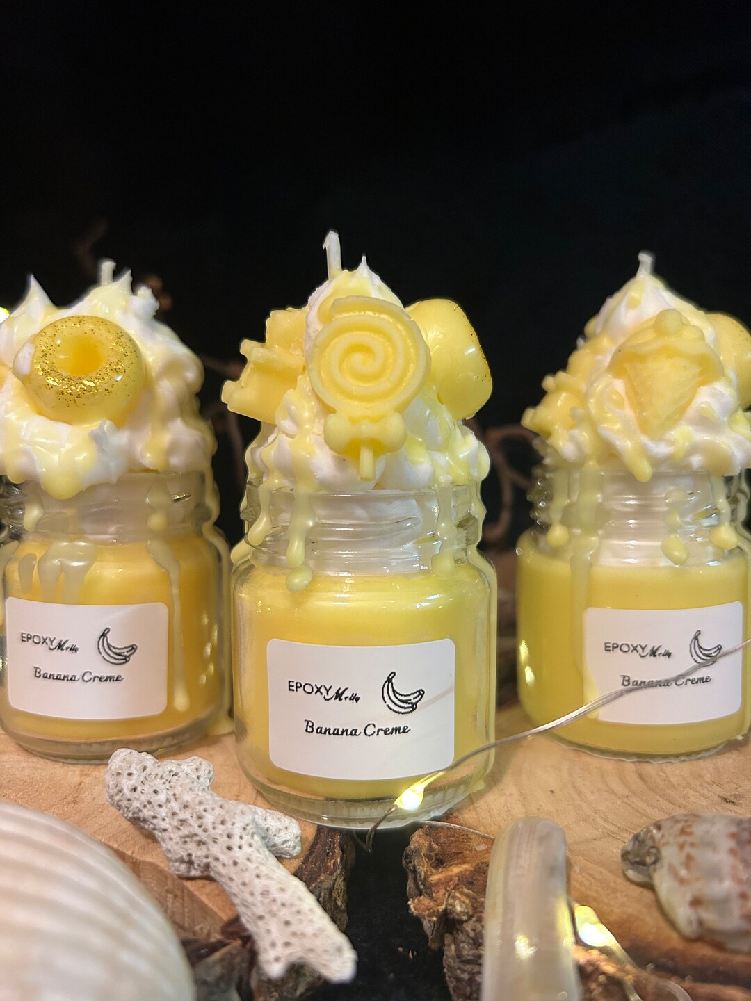 Banana Cream Mini Candy Candle Banana Cream Scent Scented Candle Vegan ...