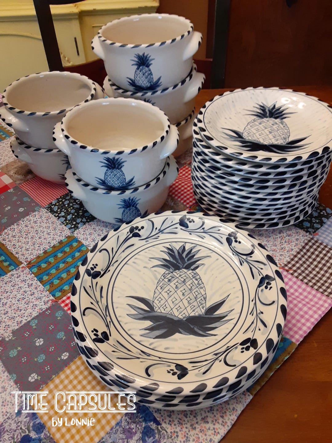 Hand Painted Pineapple Dinnerware: Folk Art Replacement Pieces - Etsy