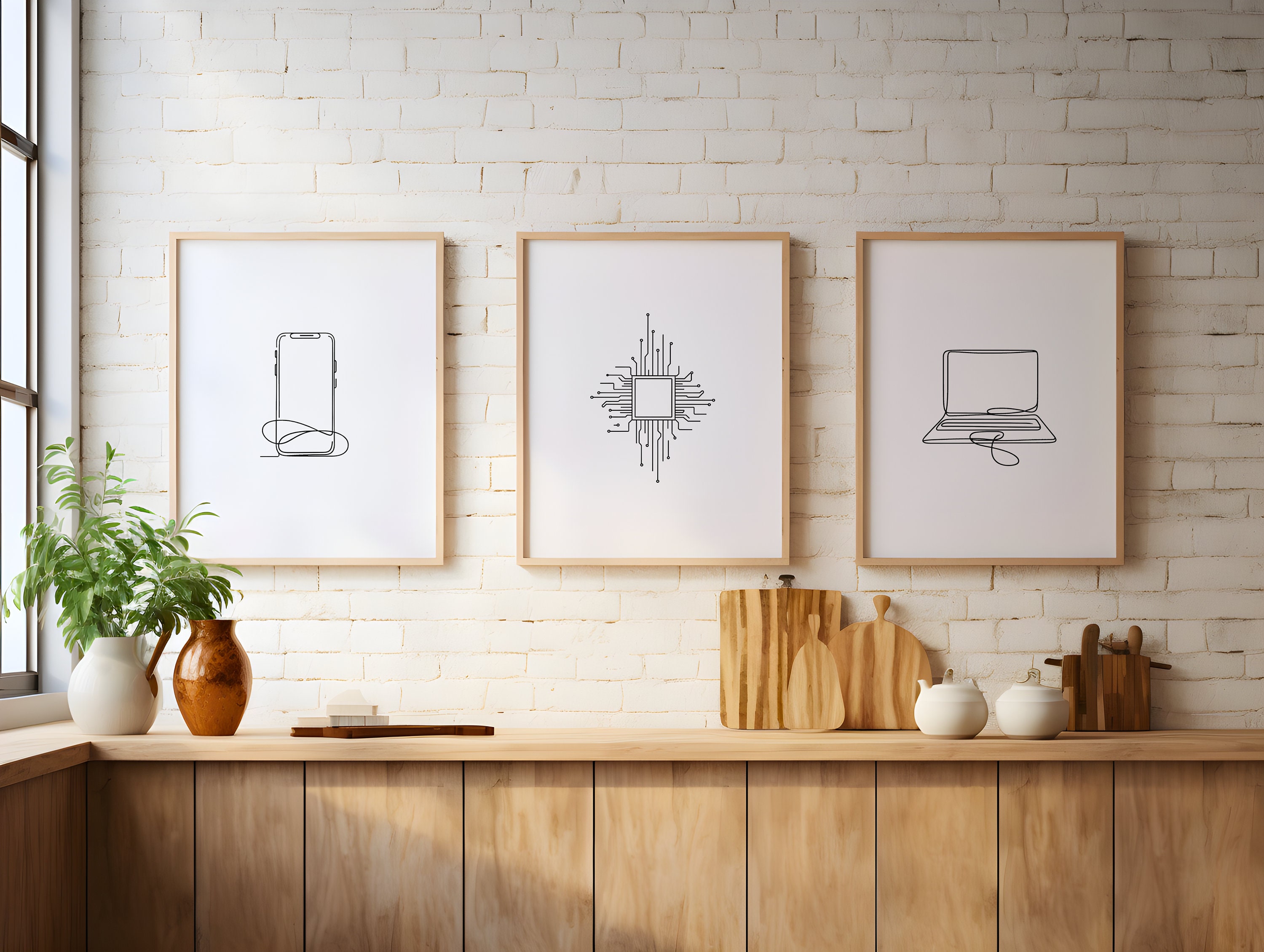 Technology Art | Minimalist | Printable Set of 3 | Nerd Gifts | Home ...