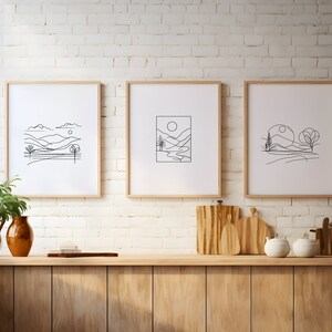 Nature Art | Minimalist | Printable Set of 3 | Simple Landscape | Home ...