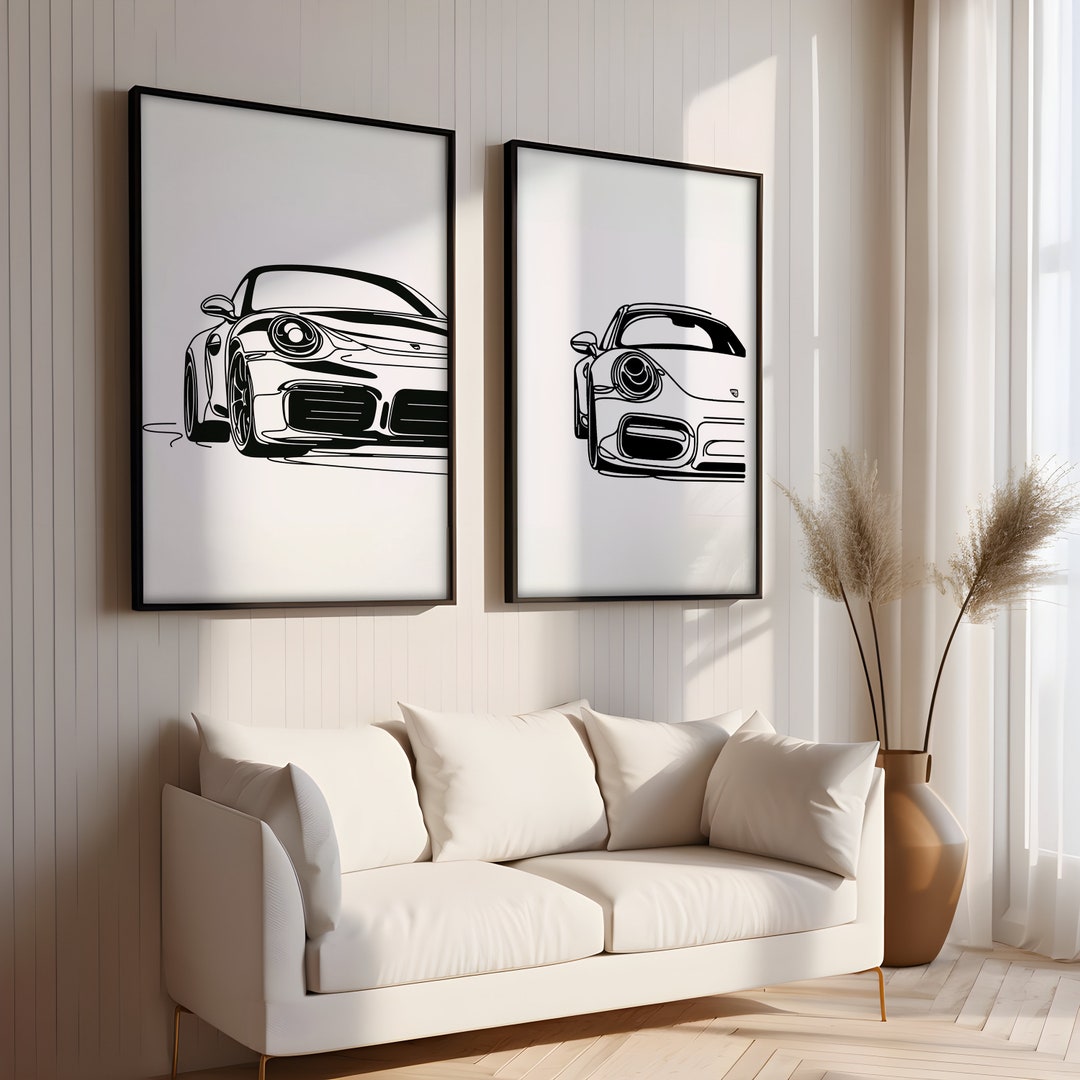 Porsche Cars | Minimalist | Printable Set of 2 | Vehicle Poster | Boy ...
