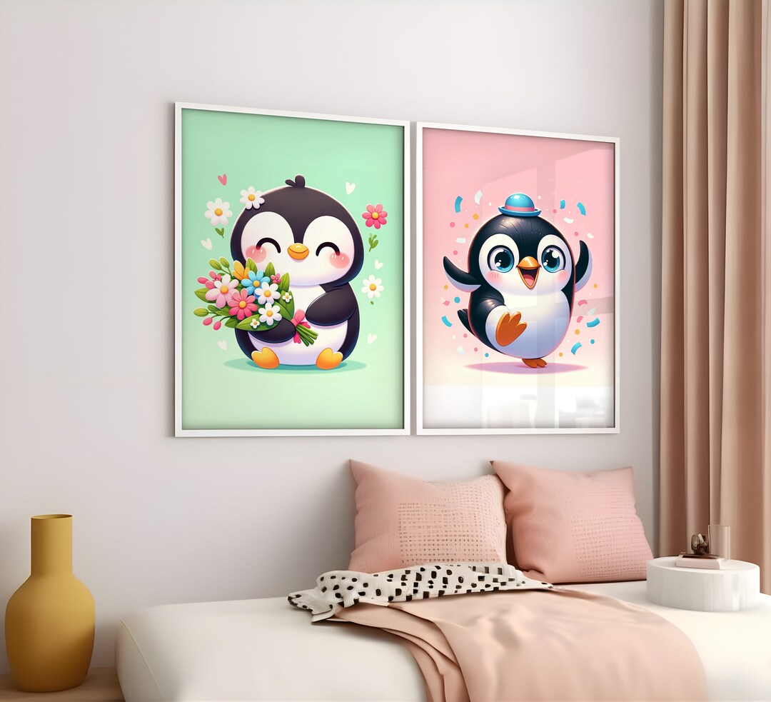 Cute Penguin Prints | Nursery Wall Art | Printable Set of 2 | Nursery ...