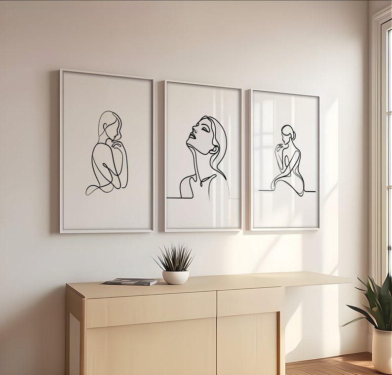 Women Art | Minimalist | Printable Set of 3 | Simple Women | Home Decor ...