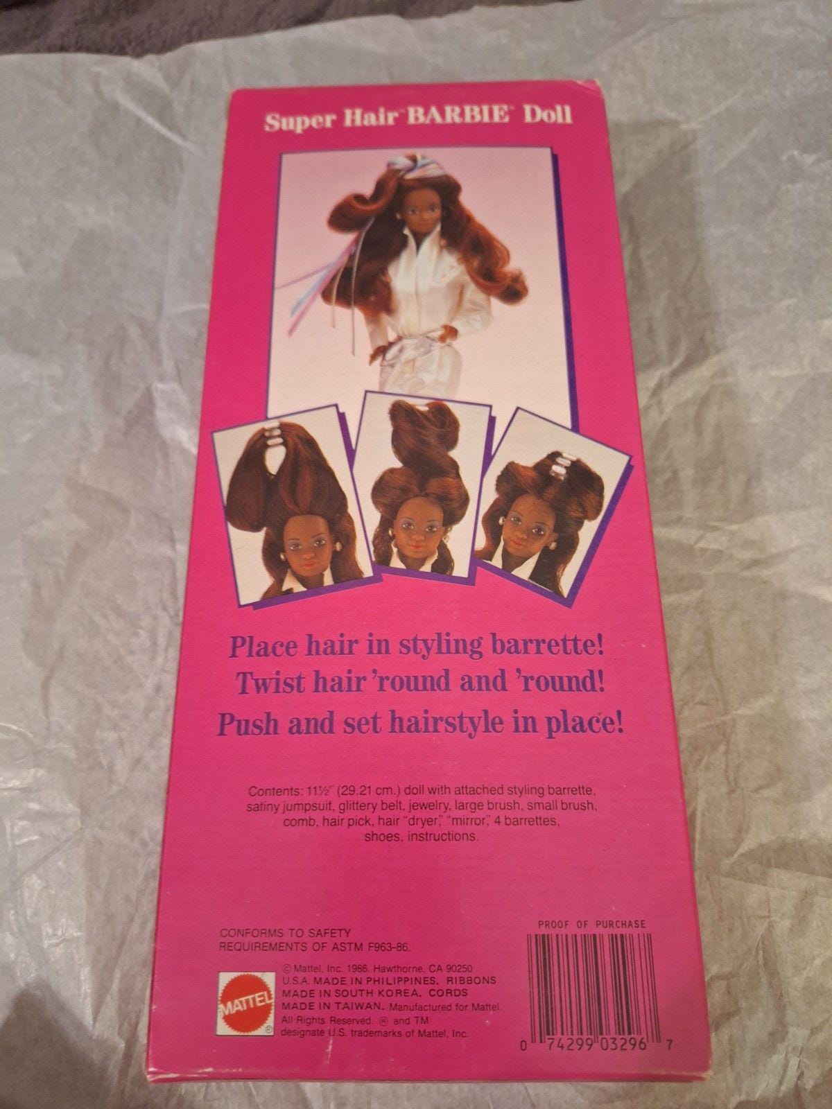 Vintage 1986 Super Hair Barbie African-american Black Doll Mattel #3296 ...