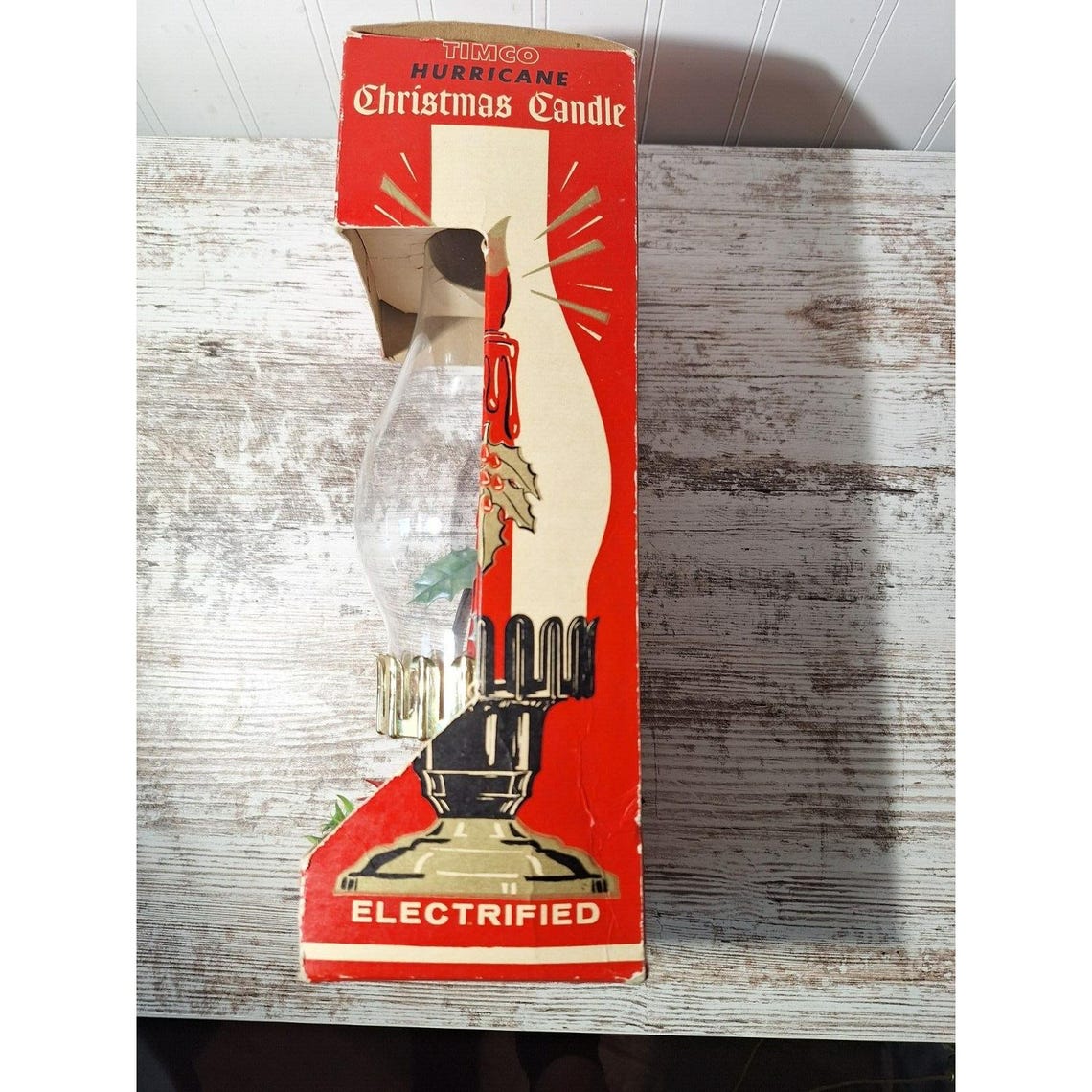 Vintage Hurricane Christmas Candle Timco Electric Poinsettia Original ...