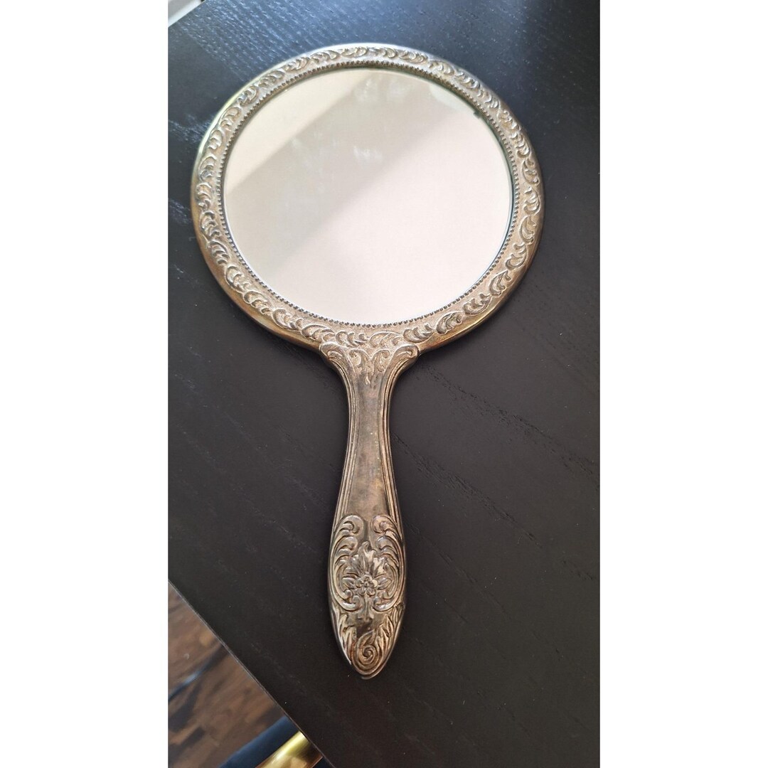 International Silver Company Victorian Hand Held Silver Plated Mirror ...