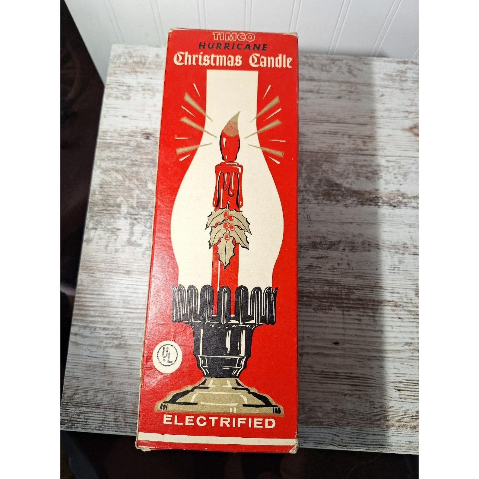 Vintage Hurricane Christmas Candle Timco Electric Poinsettia Original ...
