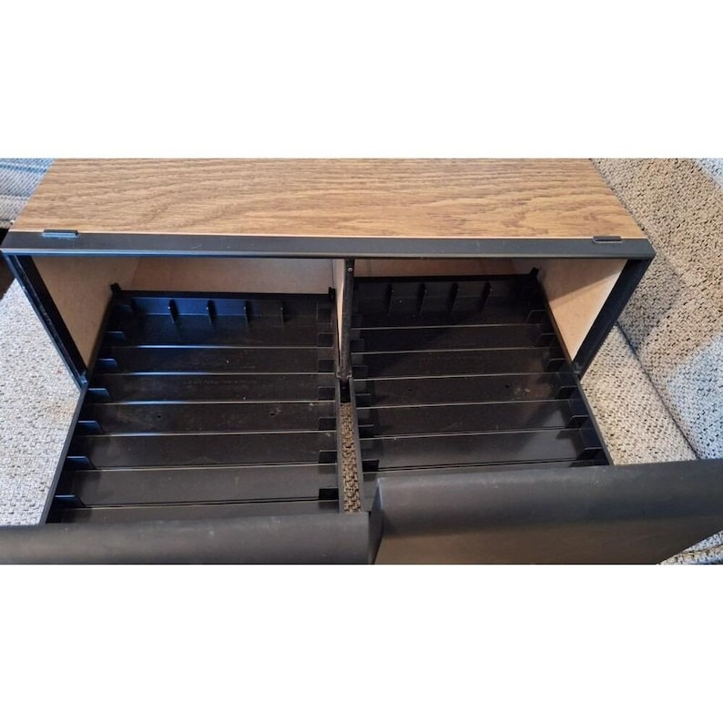 Vintage VHS Tape Faux Wood Two Drawer Storage Cabinet Case Organizer 16 ...