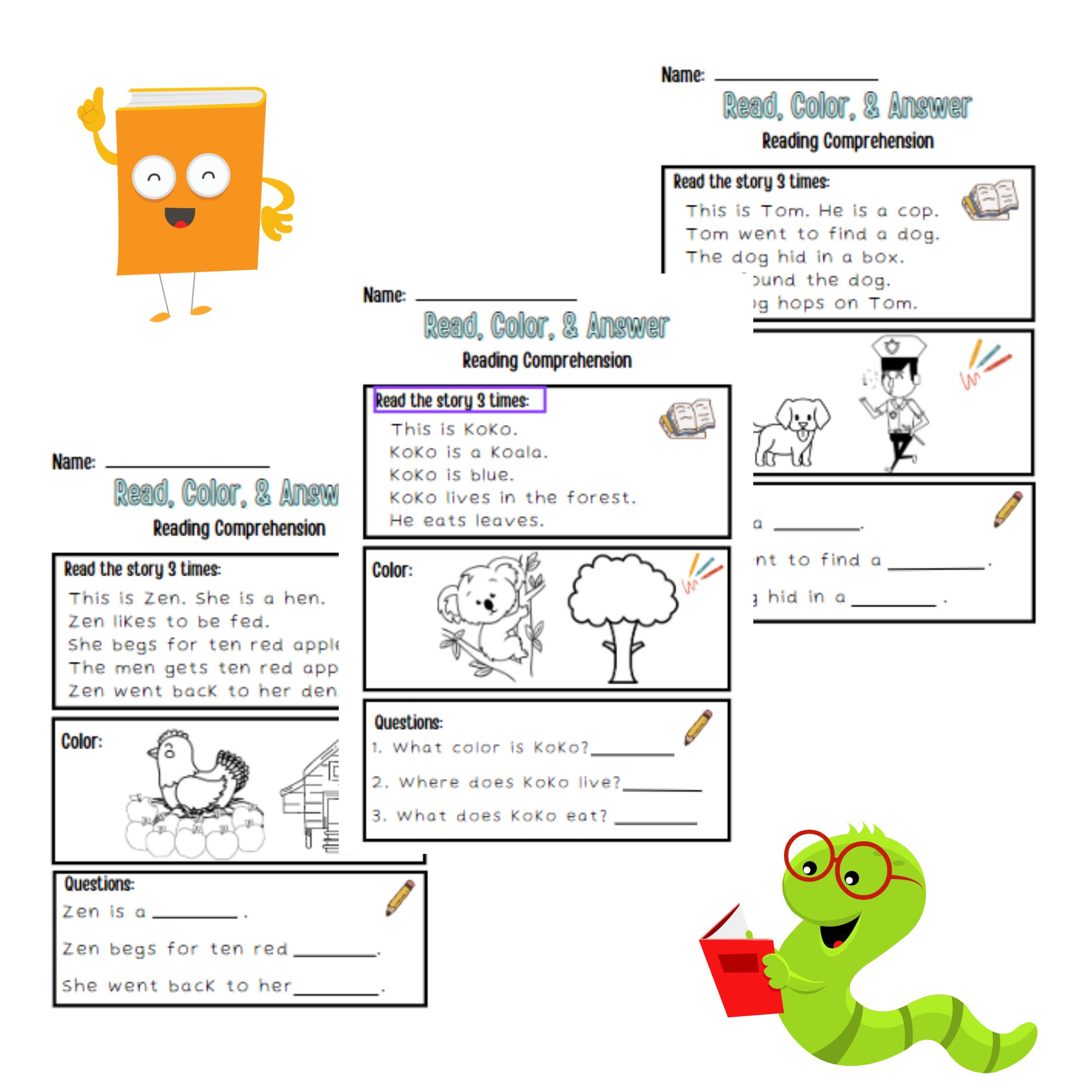 Printable Reading Comprehension 1st First Grade Preschool Kindergarten ...