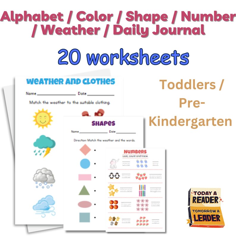 Printable Worksheets 20 Pages for Preschool Prekindergarten Kids ...