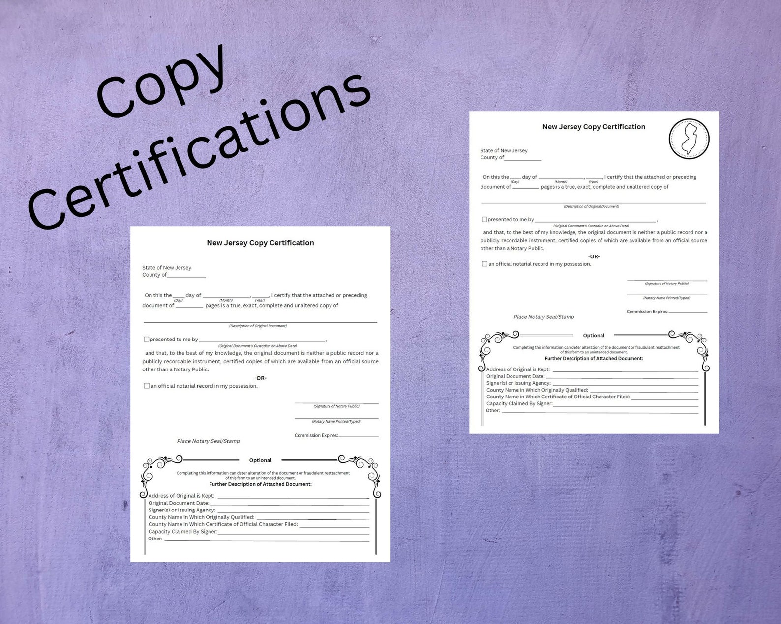 Notary Certificates, Acknowledgements, Oath Verification, Copy ...