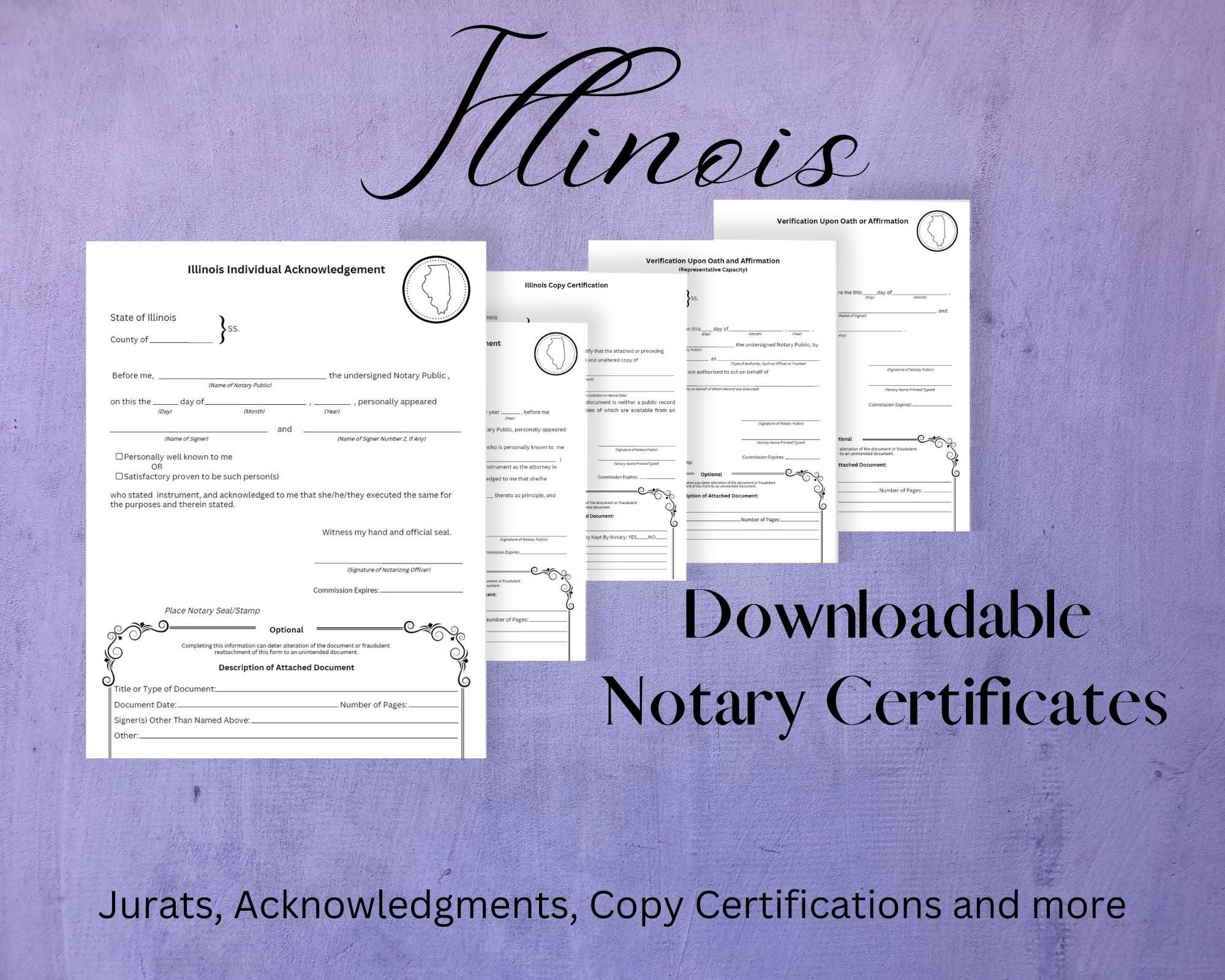 Illinois Notary Certificates - Etsy