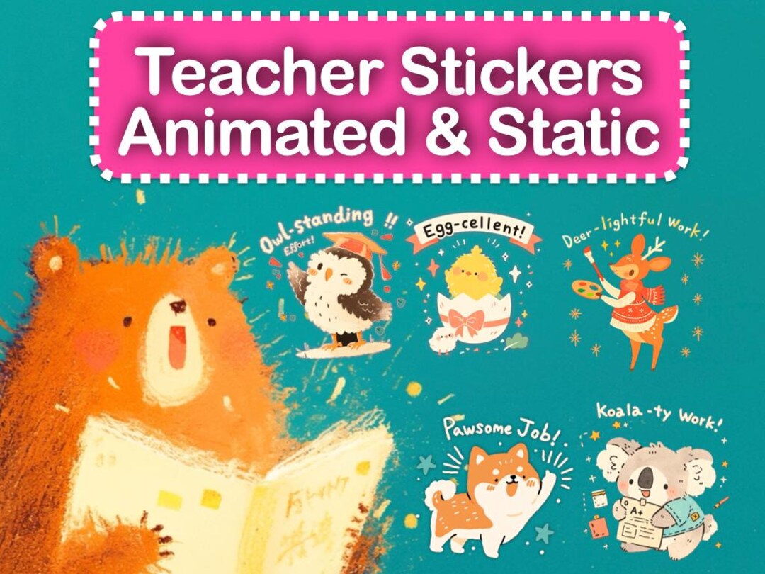 Cute Stickers for Student Encouragement: Gift for Students, Cute Animal ...