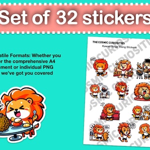 Singa Lion Kawaii Stickers: Cute SG & MY Slangs, Digital Planner ...