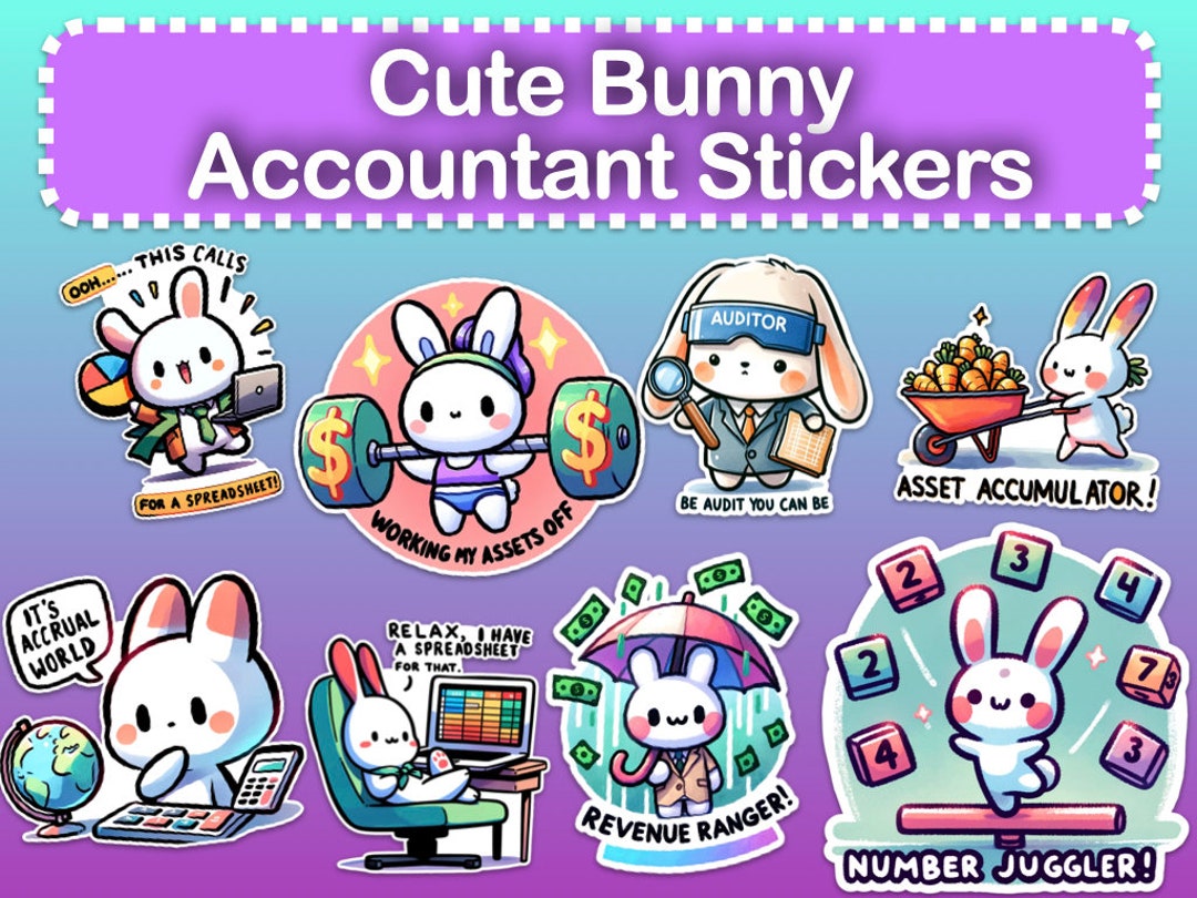 Cute Bunny Accountant Stickers: Gift for Accountants, Cute Rabbit ...