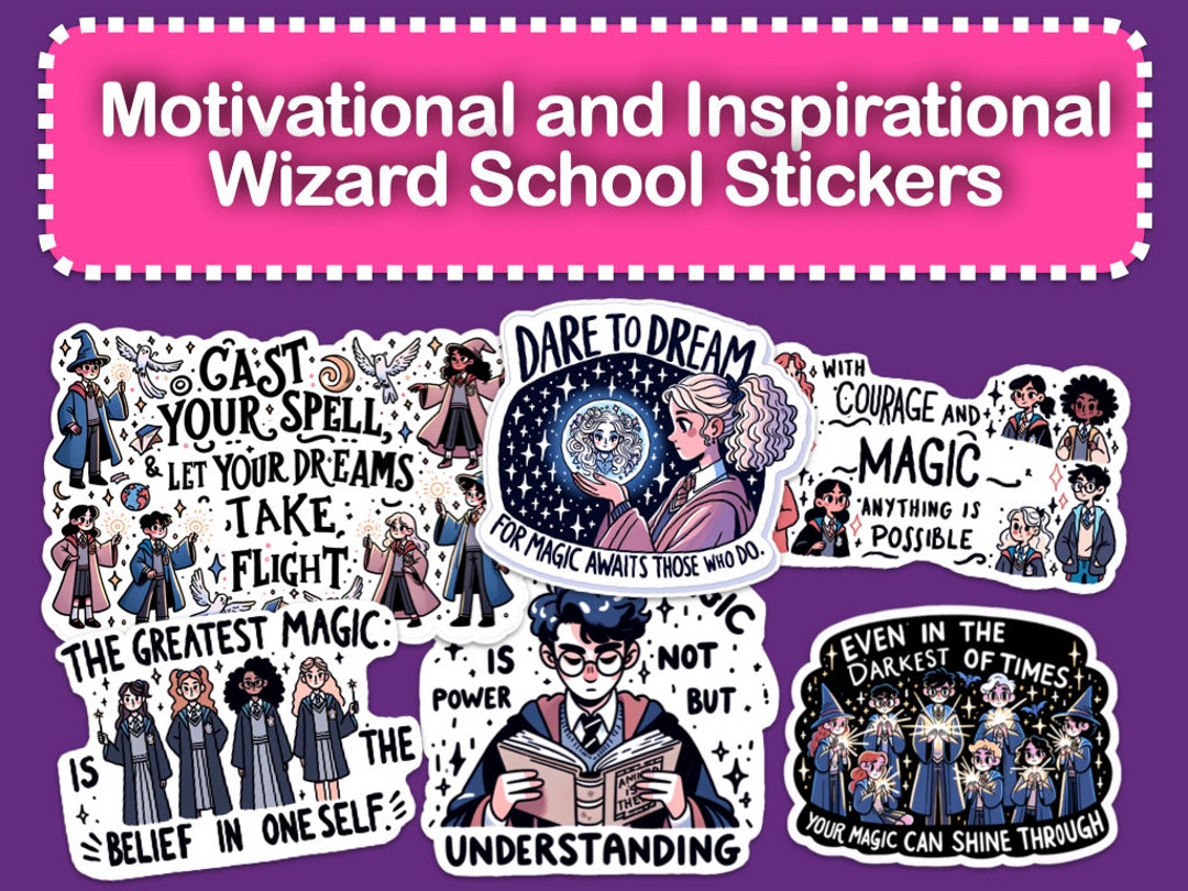 Motivational Wizard School Stickers: Cute Magical Wizard - Etsy