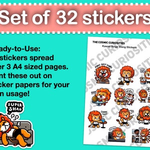Singa Lion Kawaii Stickers: Cute SG & MY Slangs, Digital Planner ...