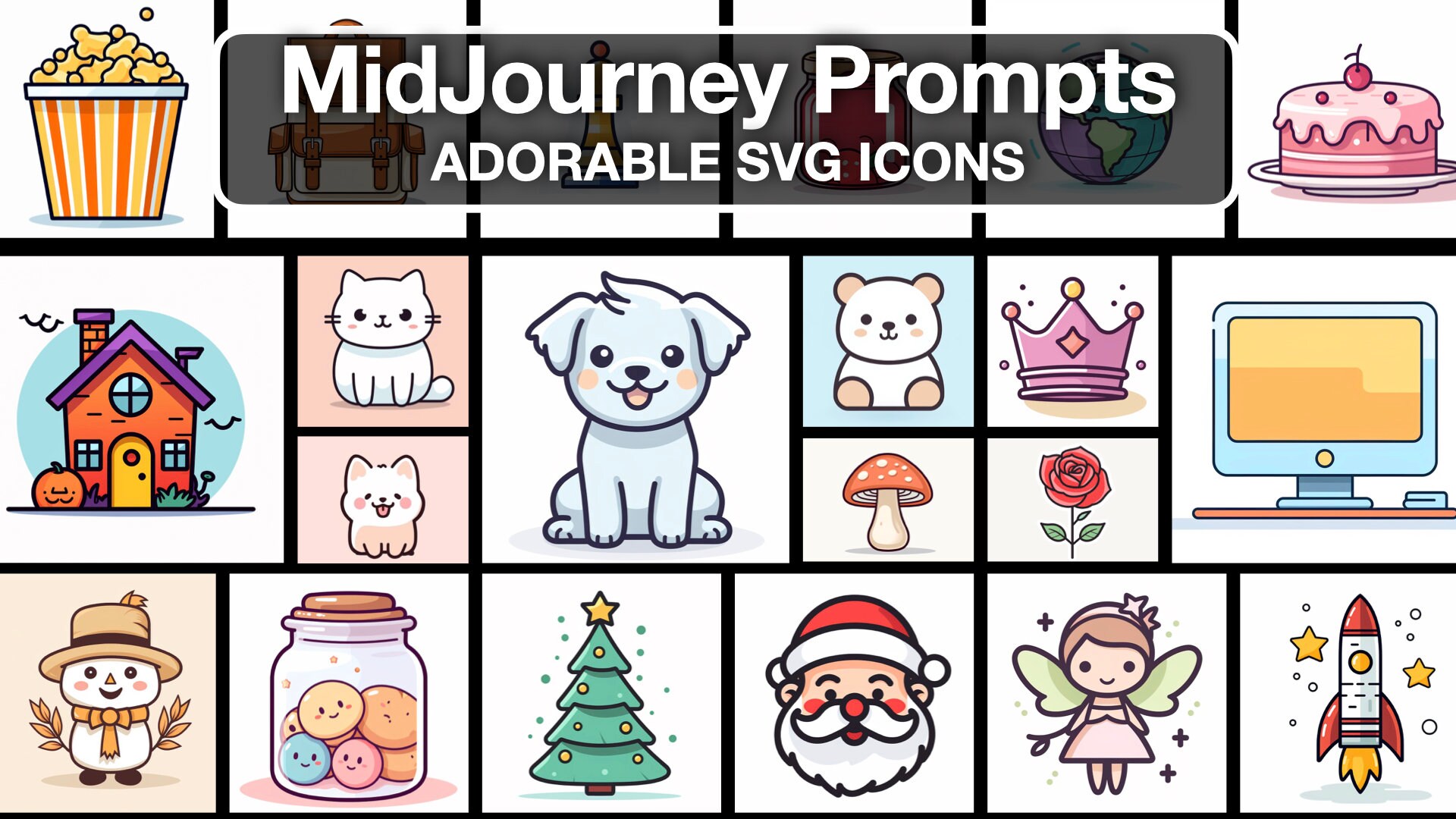 Midjourney AI Art Guide: Cute Minimalistic Icons SVG & Print - Etsy