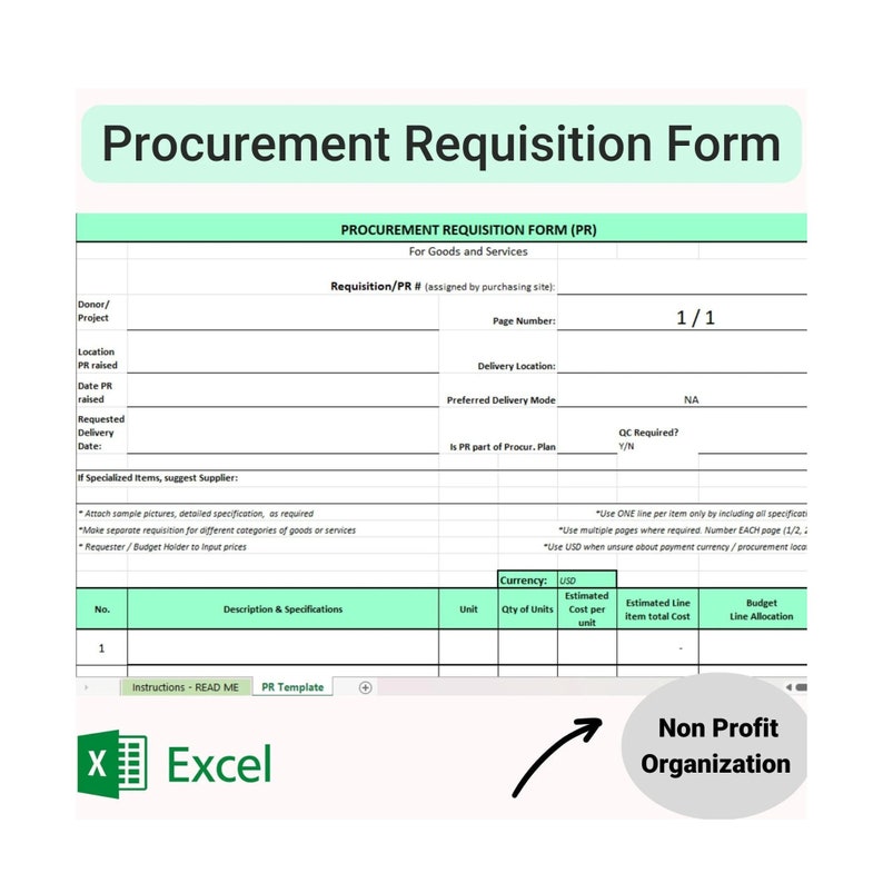 Non Profit Organization | Procurement Requisition Form PR | Microsoft ...
