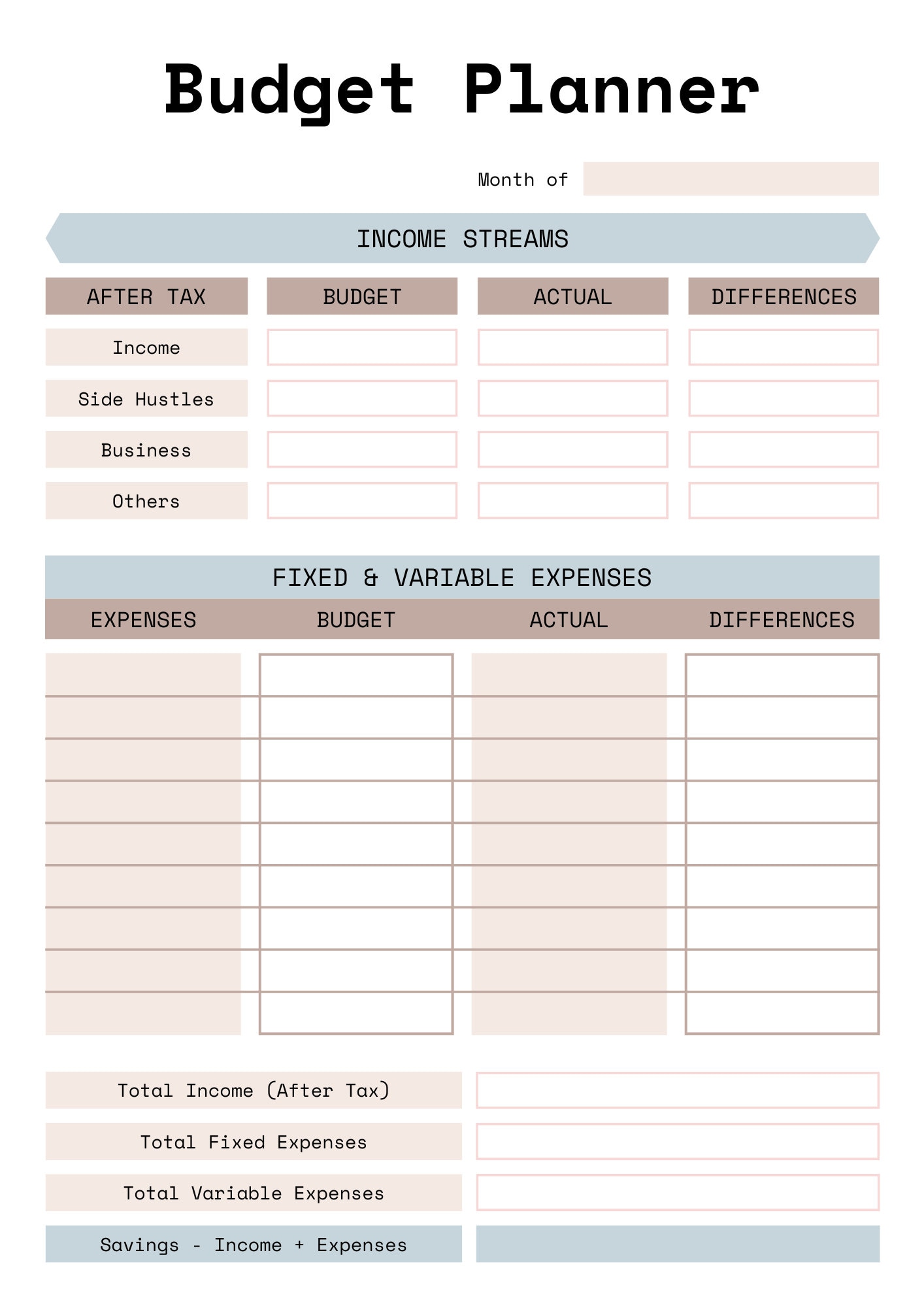 Budget Planner PDF Bank Account Bookkeeping Monthly Expenses Monthly ...