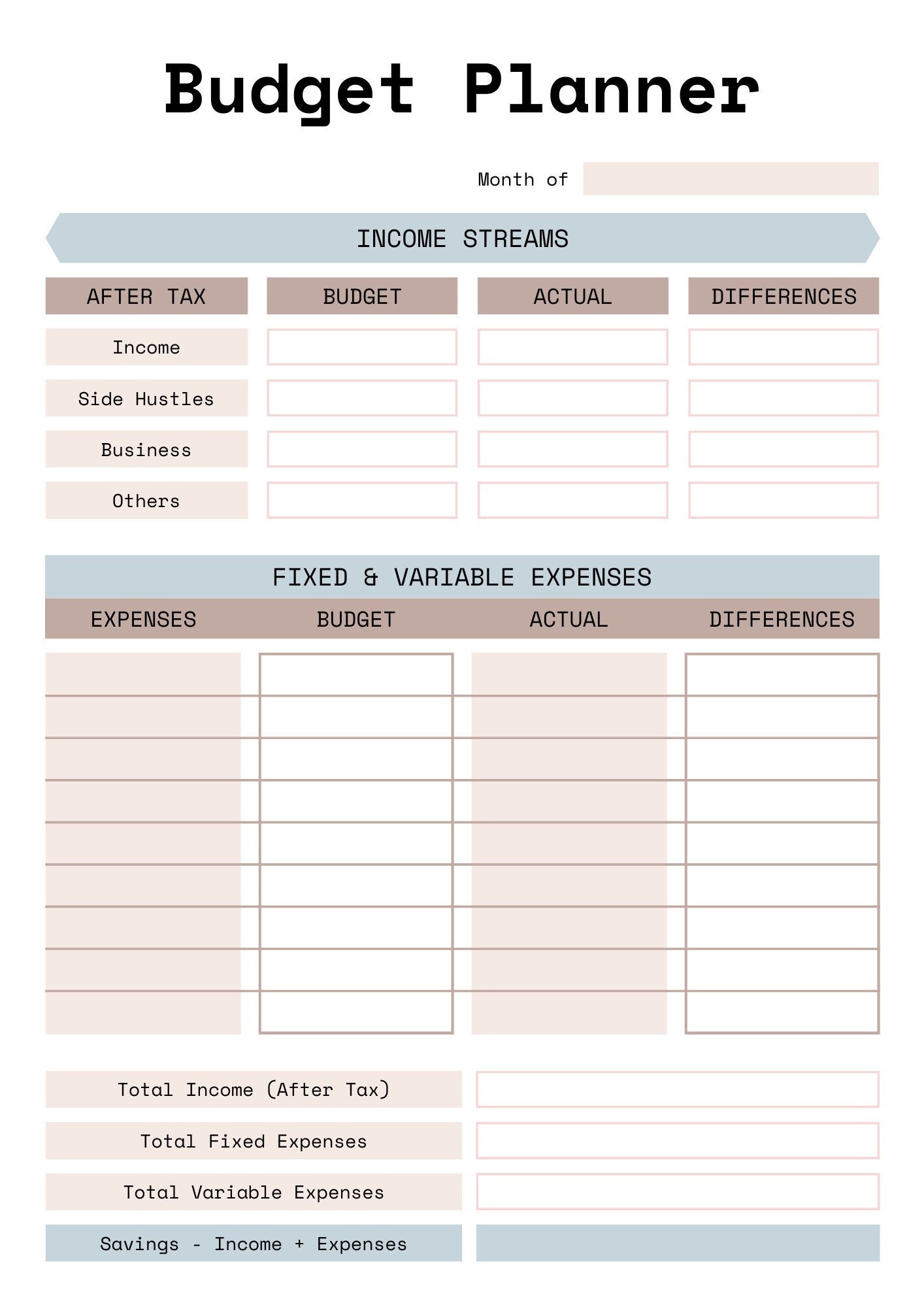 Budget Planner PDF Bank Account Bookkeeping Monthly Expenses Monthly ...