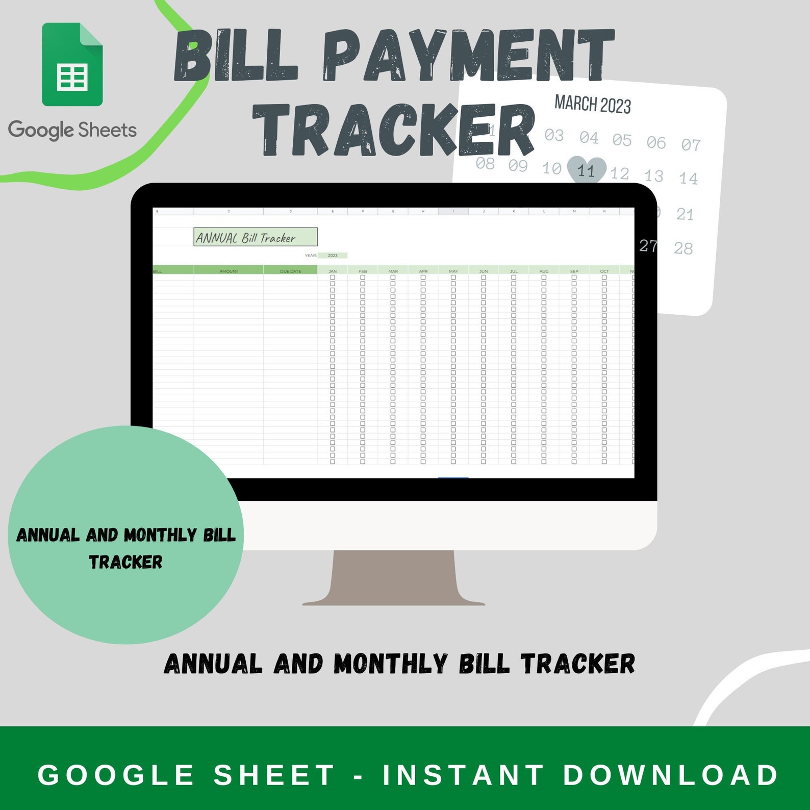 Bill Tracker Spreadsheet | Monthly Bill Tracker Spreadsheet | Google ...