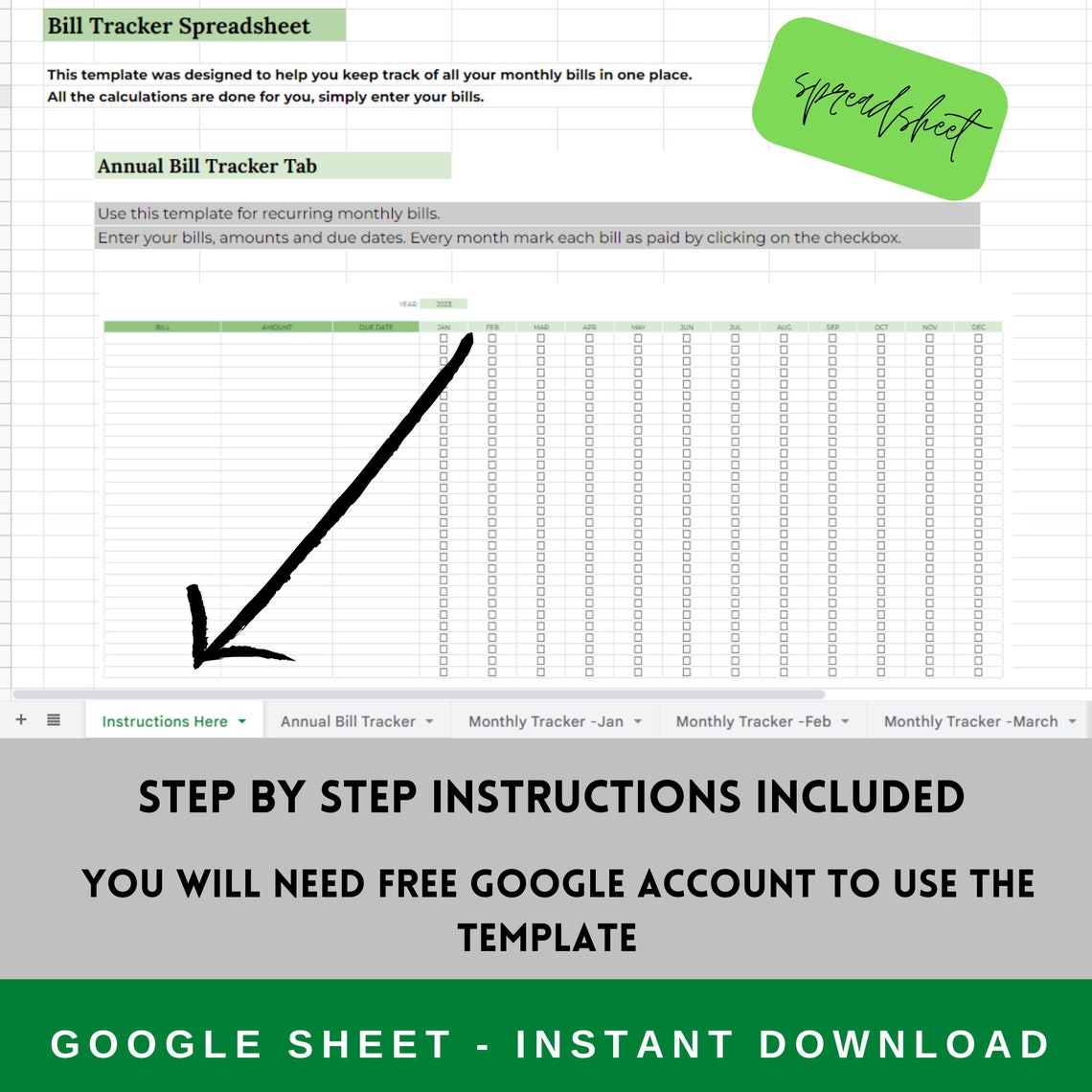 Bill Tracker Spreadsheet | Monthly Bill Tracker Spreadsheet | Google ...