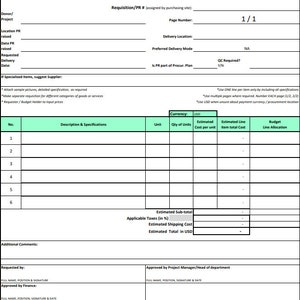 Non Profit Organization | Procurement Requisition Form PR | Microsoft ...