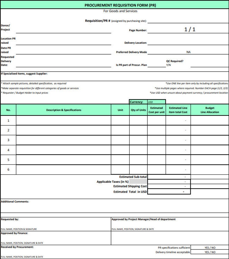 Non Profit Organization | Procurement Requisition Form PR | Microsoft ...