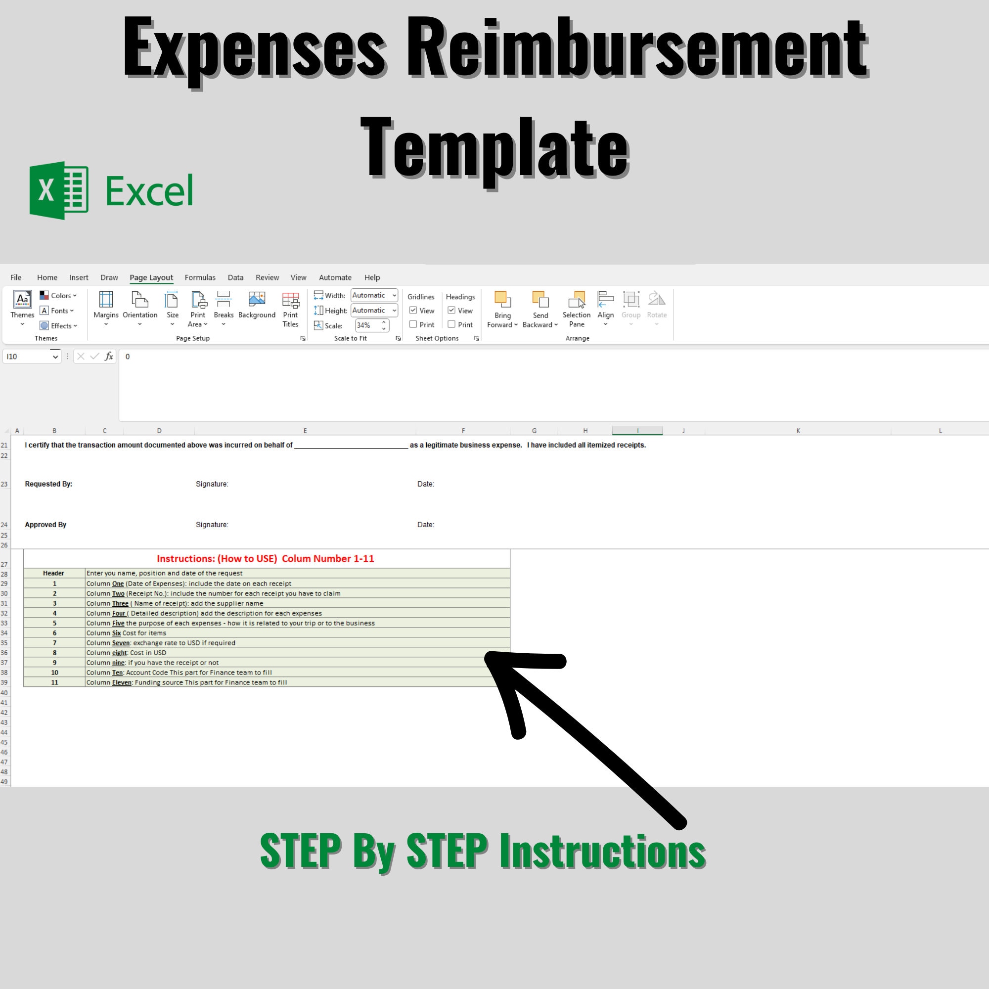 Expense Reimbursement Template| Microsoft Excel |office Business ...
