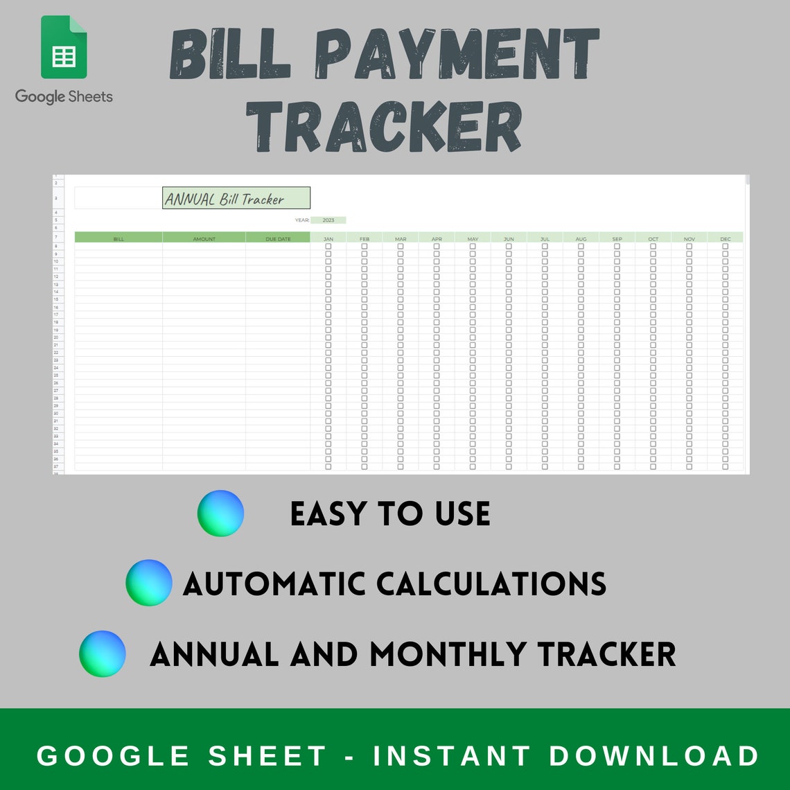 Bill Tracker Spreadsheet | Monthly Bill Tracker Spreadsheet | Google ...