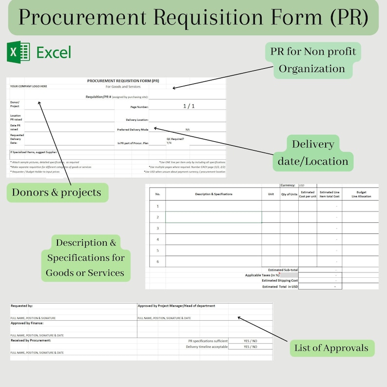 Non Profit Organization | Procurement Requisition Form PR | Microsoft ...