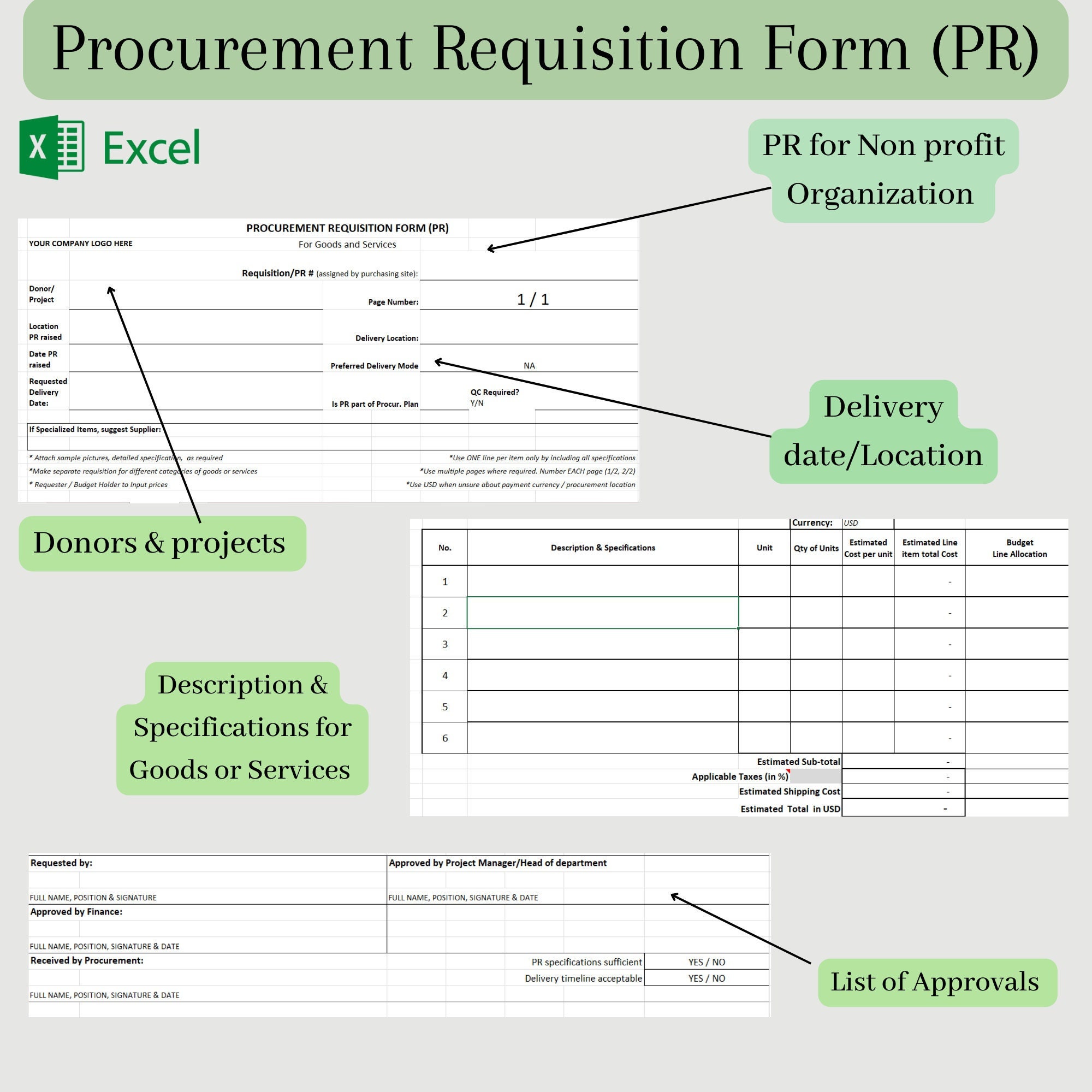 Non Profit Organization | Procurement Requisition Form PR | Microsoft ...