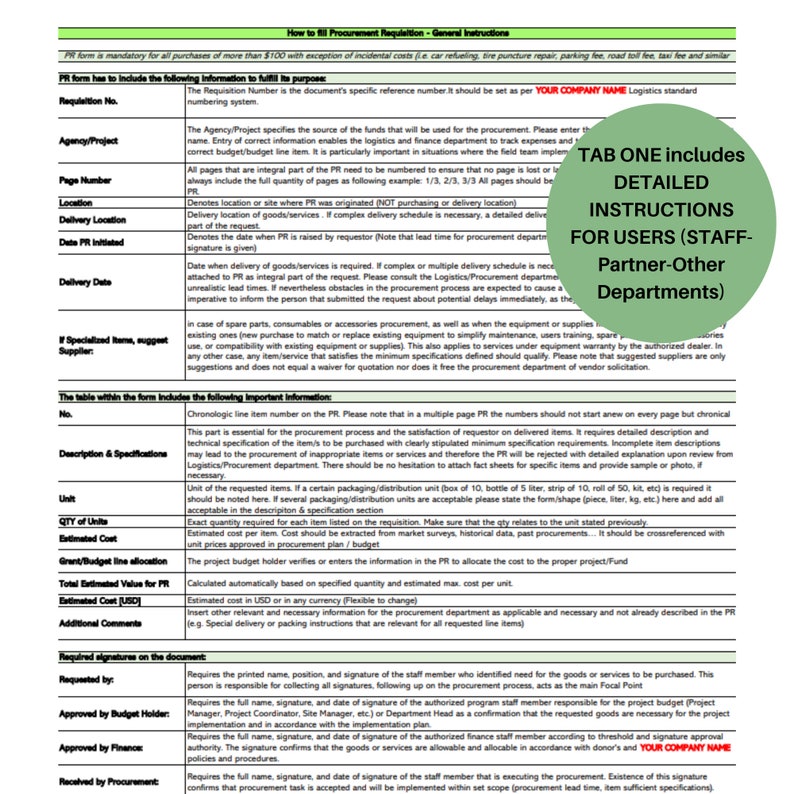 Non Profit Organization | Procurement Requisition Form PR | Microsoft ...