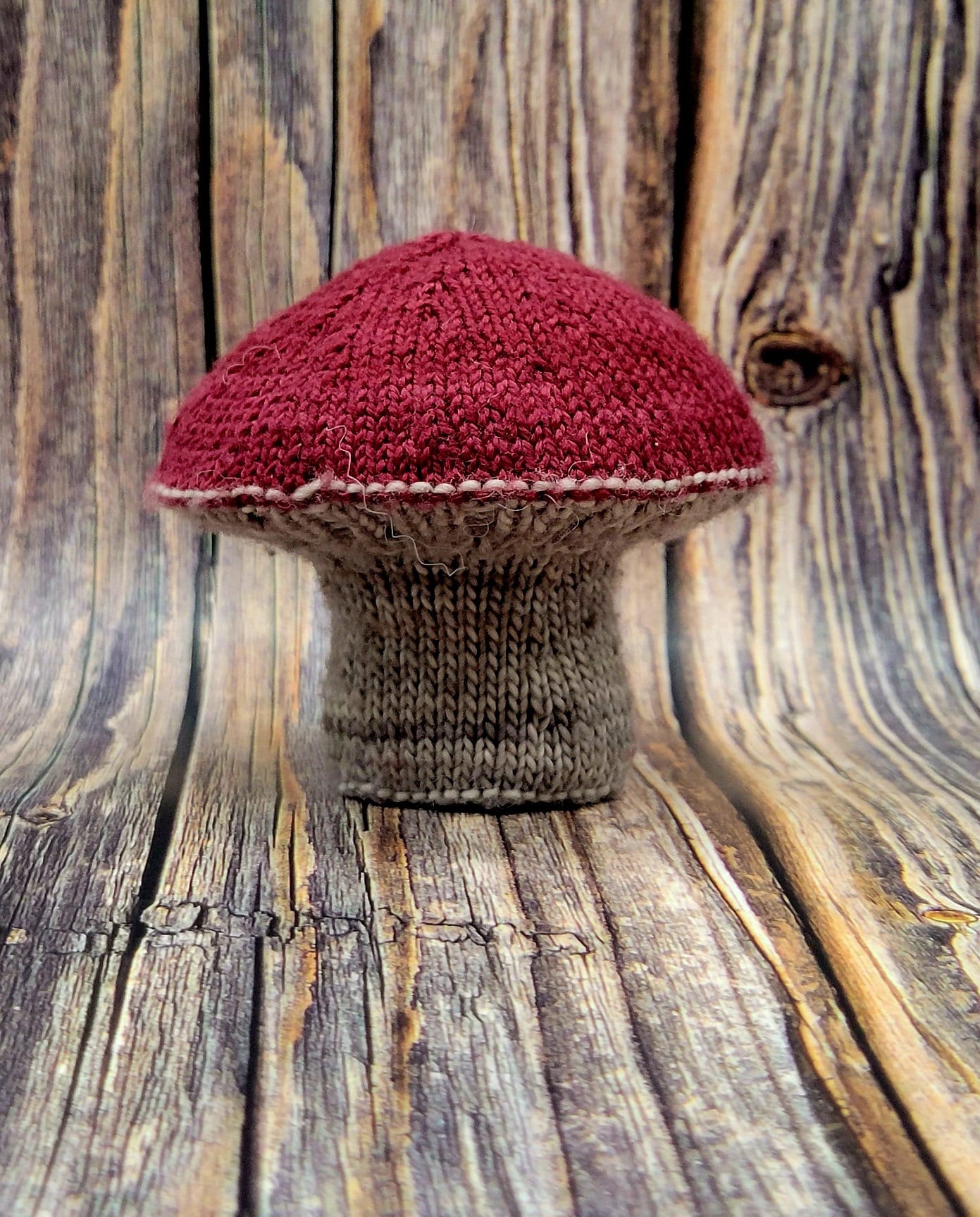Custom Knit Toadstool/mushroom Gnome Accent, Earthy Colors, Bright ...