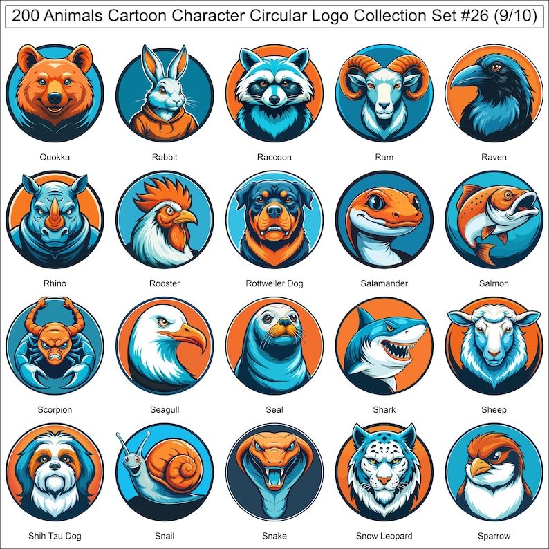 200 Animal Mascot Logos, Esports Team Badges (PNG Pack, Digital ...