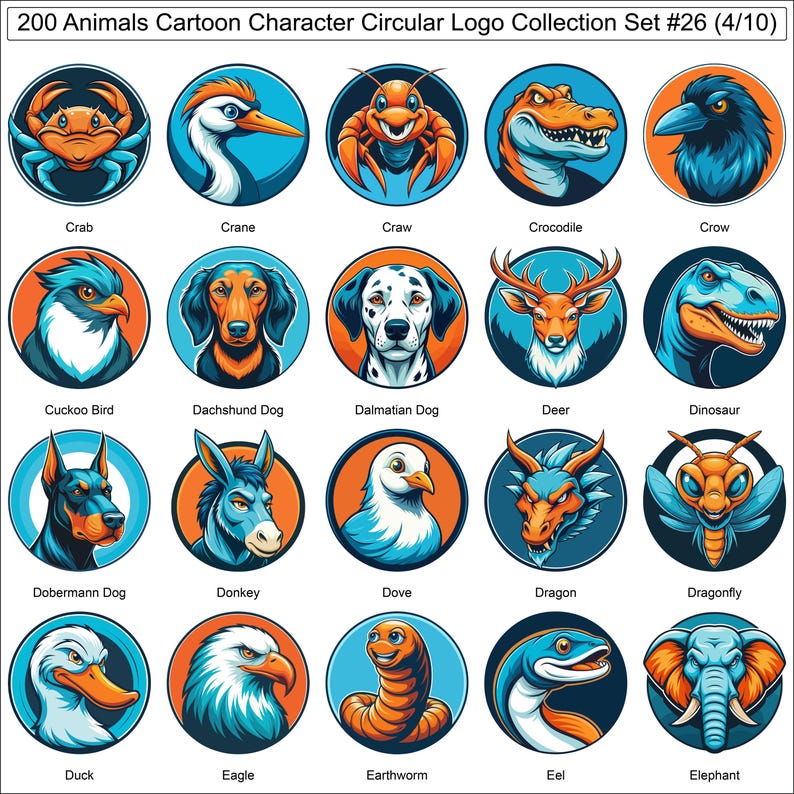 200 Animal Mascot Logos, Esports Team Badges (PNG Pack, Digital ...
