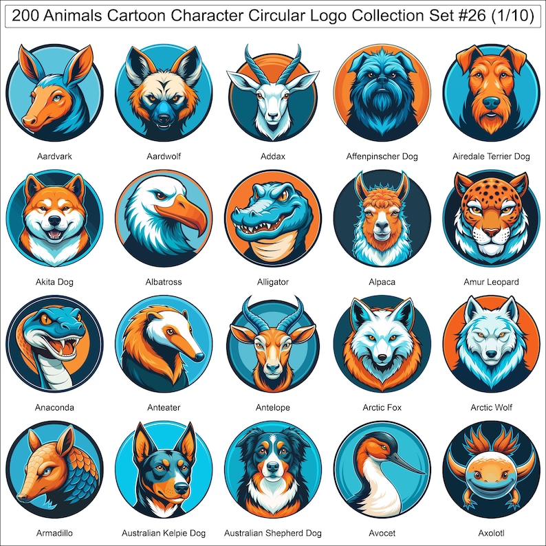 200 Animal Mascot Logos, Esports Team Badges (PNG Pack, Digital ...