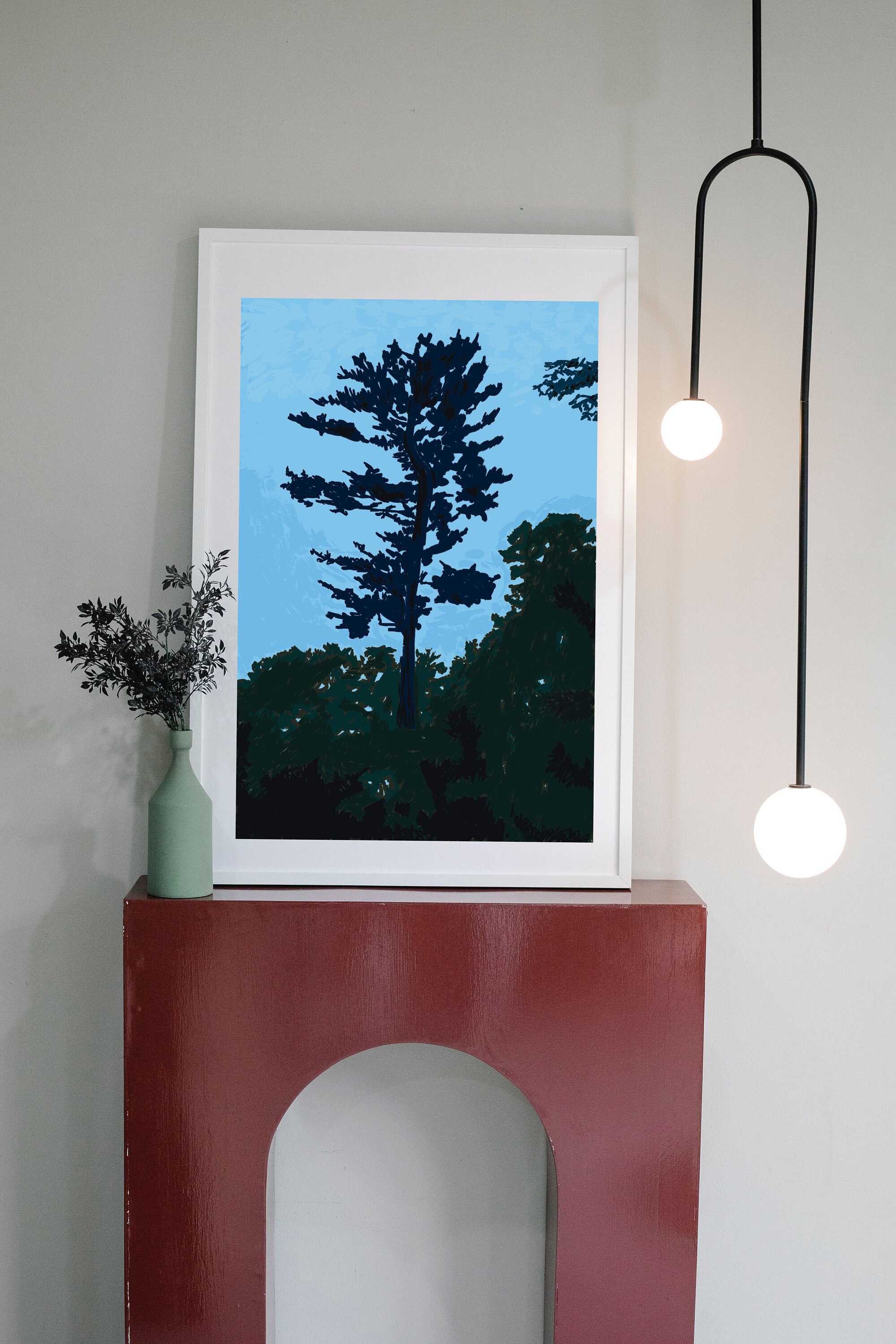 Silhouette Tree, Tree Silhouette Wall Art, Blue Botanical Wall Art ...