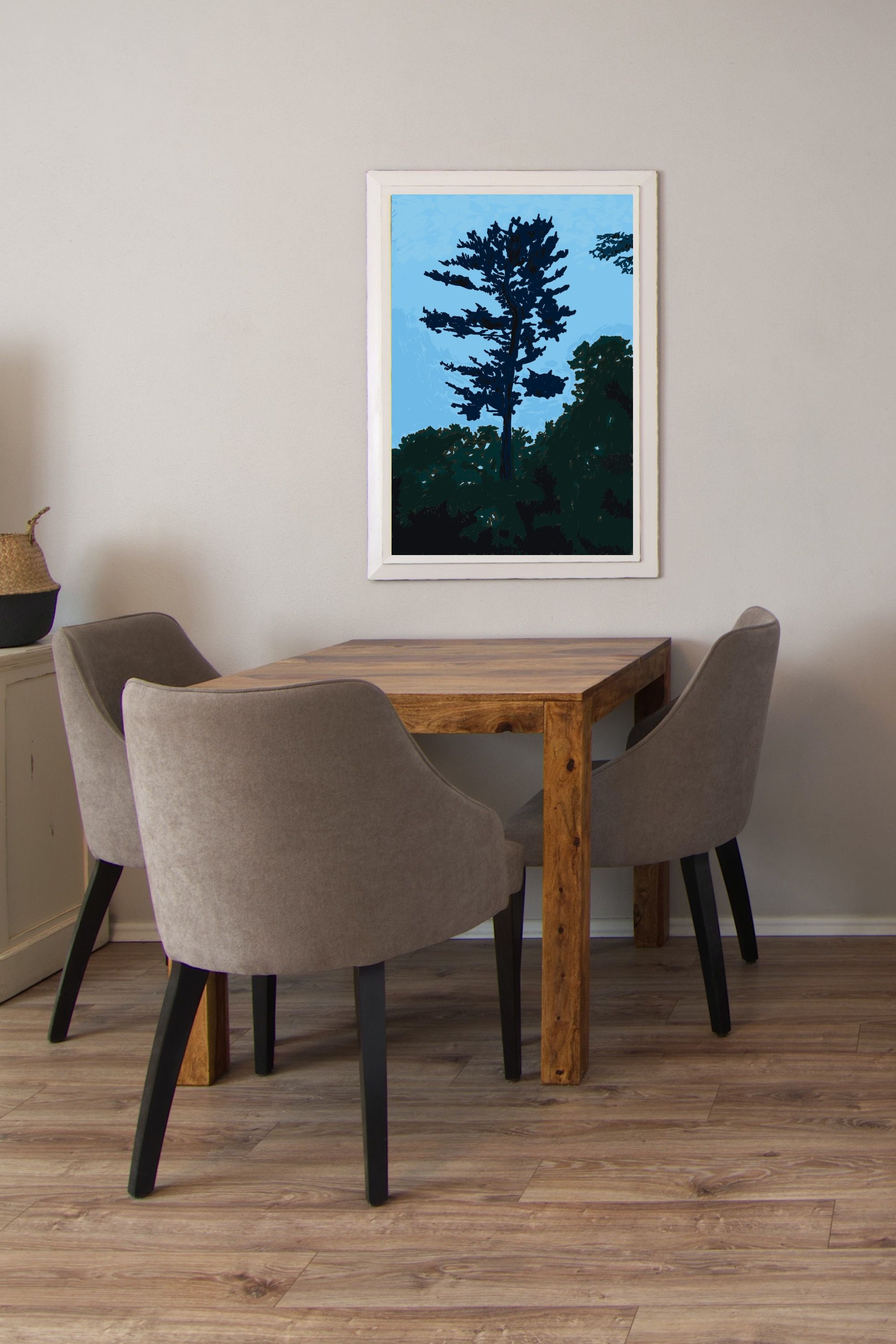 Silhouette Tree, Tree Silhouette Wall Art, Blue Botanical Wall Art ...